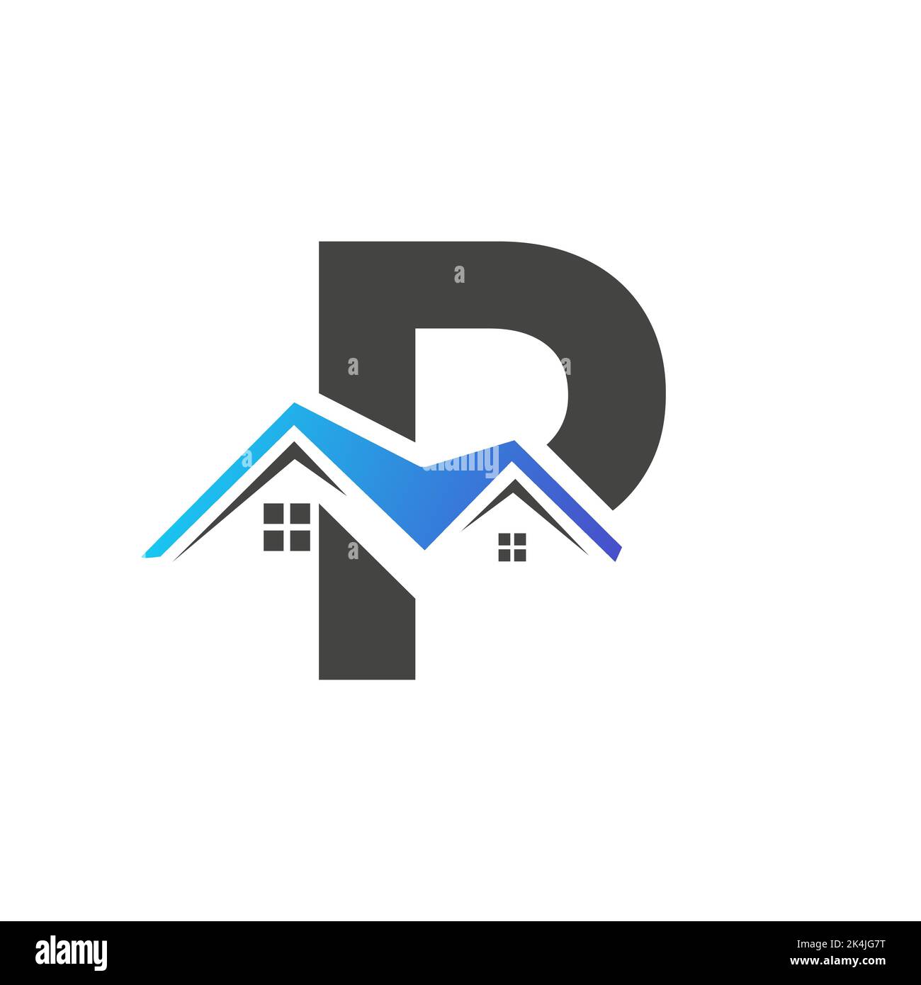 Initial Letter P Real Estate Logo With Building Roof For Investment and ...