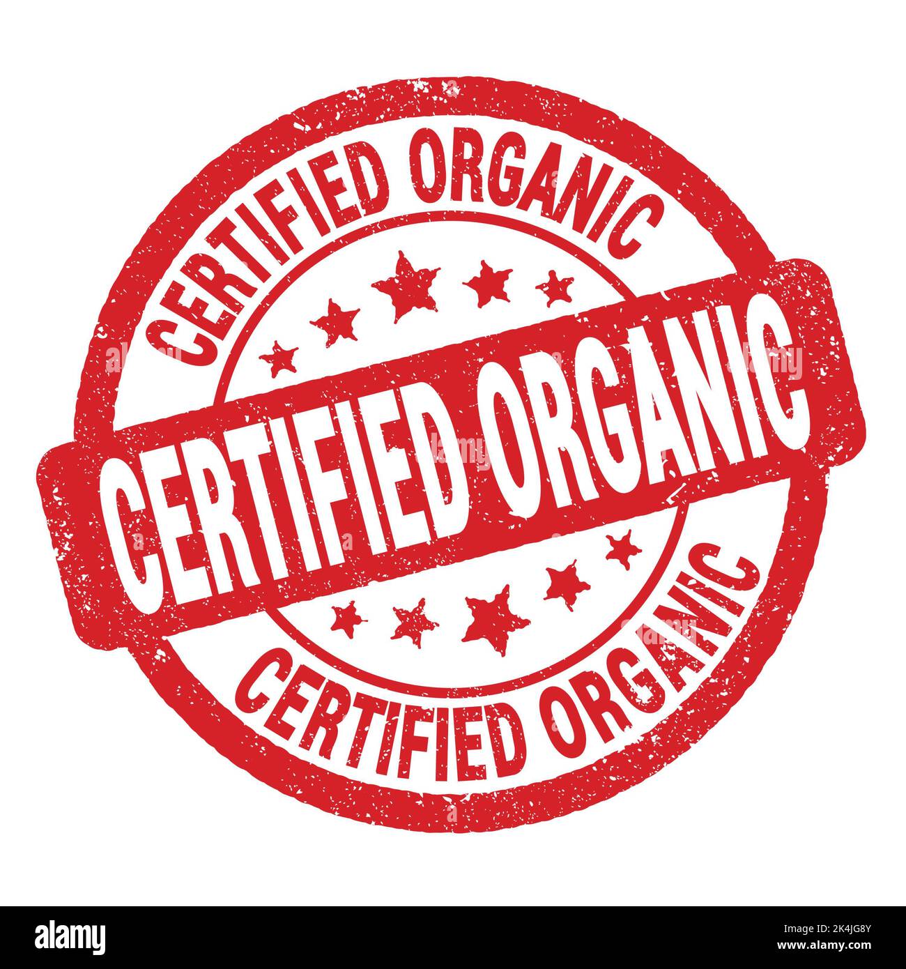CERTIFIED ORGANIC text written on red grungy stamp sign Stock Photo - Alamy