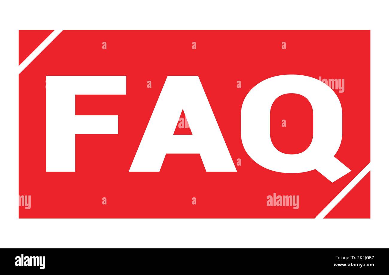 FAQ text written on red rectangle stamp sign Stock Photo - Alamy