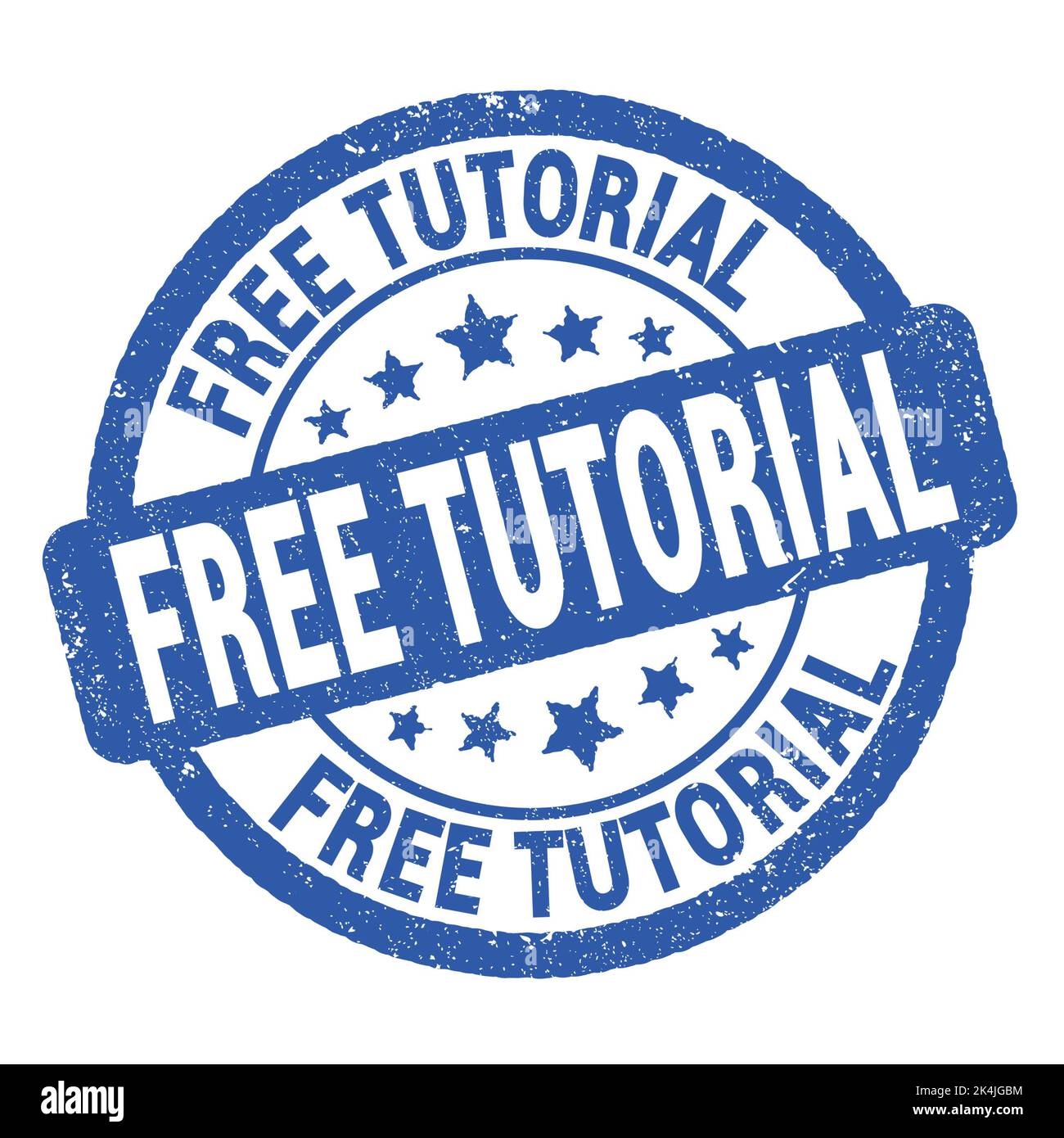 FREE TUTORIAL text written on blue grungy stamp sign Stock Photo - Alamy