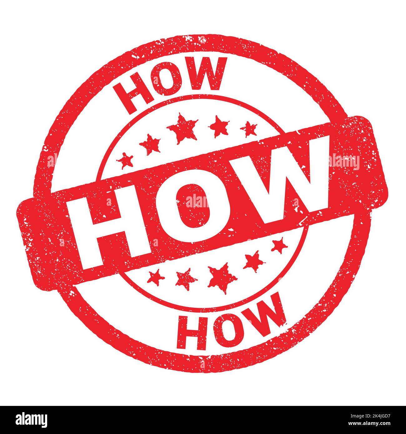 HOW text written on red grungy stamp sign Stock Photo - Alamy