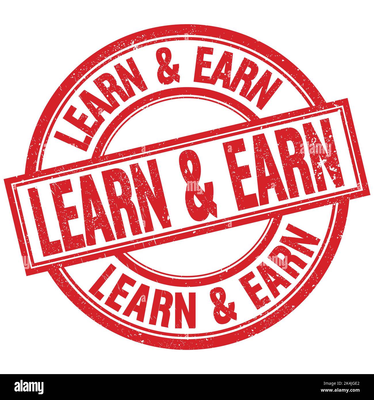 LEARN & EARN text written word on red round stamp sign Stock Photo - Alamy
