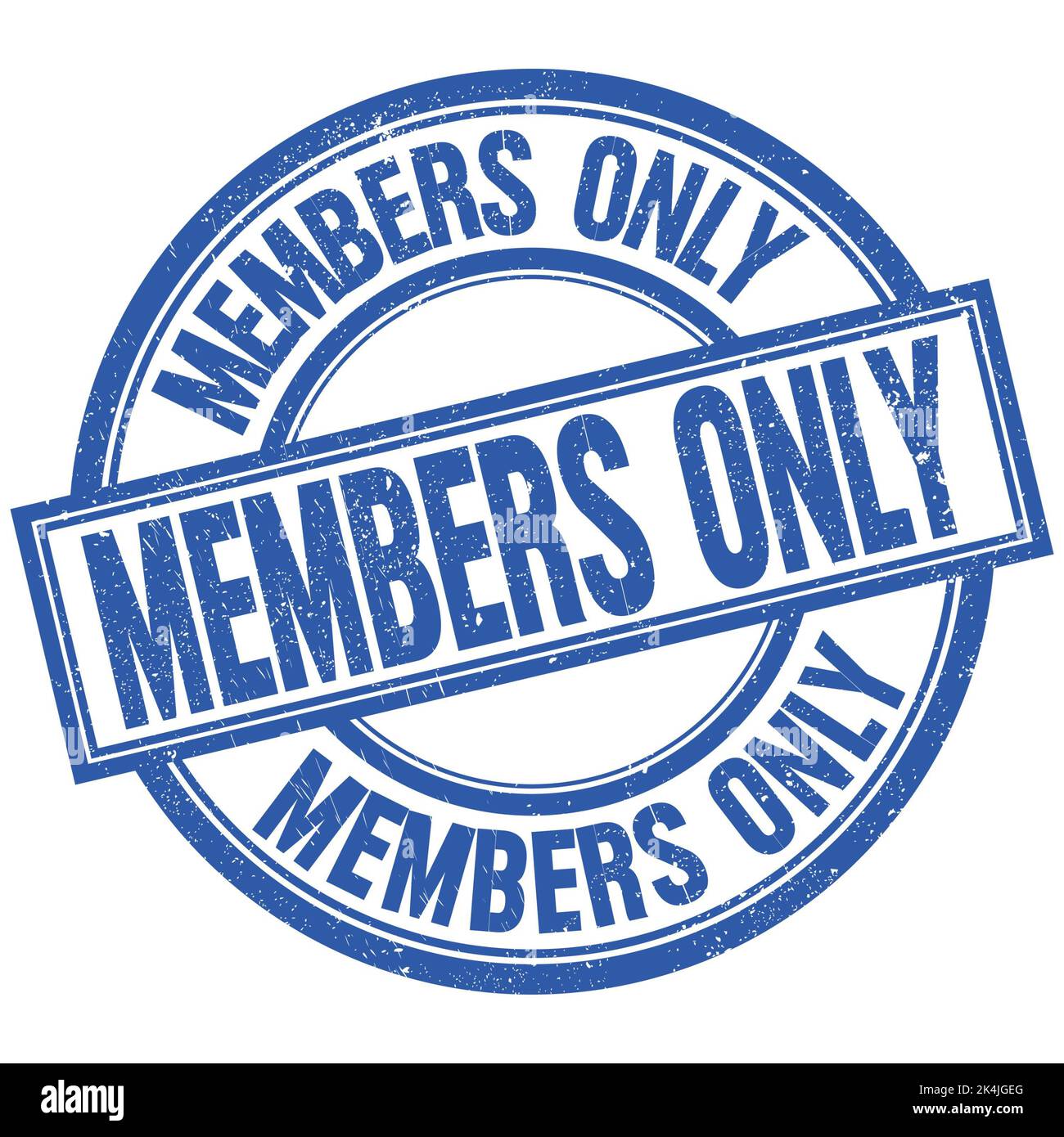 MEMBERS ONLY text written word on blue round stamp sign Stock Photo - Alamy