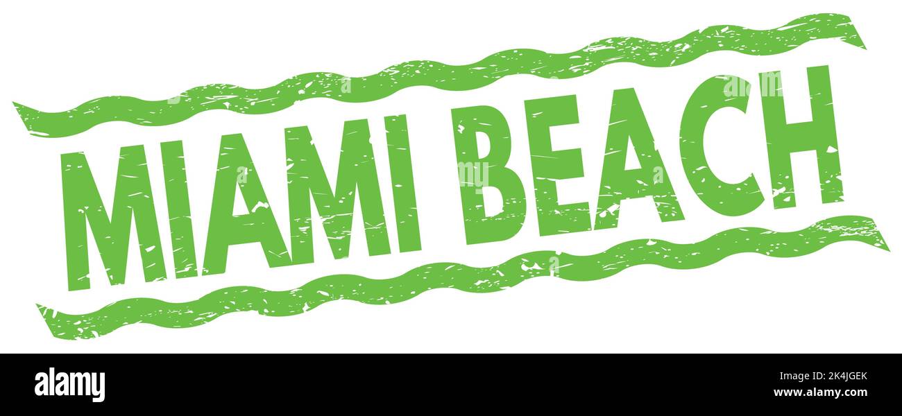 MIAMI BEACH text written on green lines stamp sign Stock Photo - Alamy