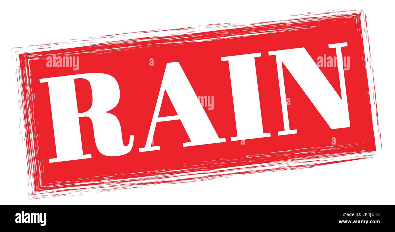 RAIN text written on red rectangle stamp sign Stock Photo - Alamy