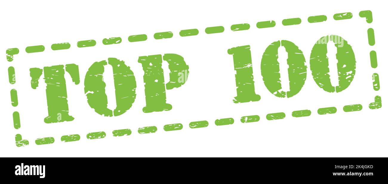 TOP 100 text written on green dash stamp sign Stock Photo - Alamy