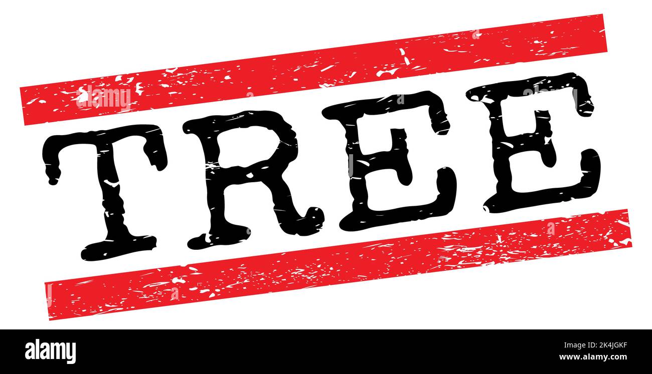 TREE text written on red-black grungy lines stamp sign Stock Photo - Alamy