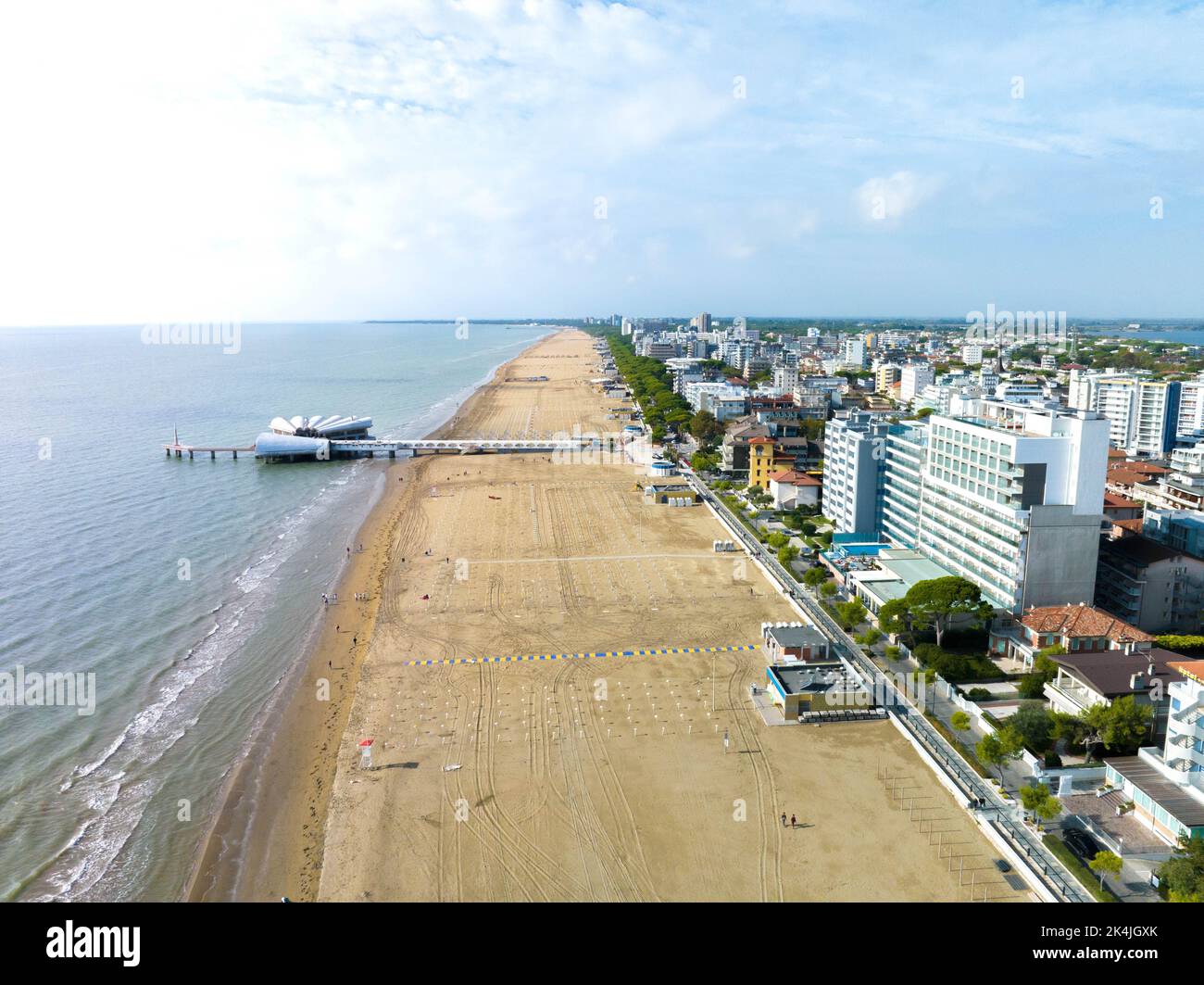 Lignano Sabbiadoro beach - aerial panoramic on the sea during clear ...
