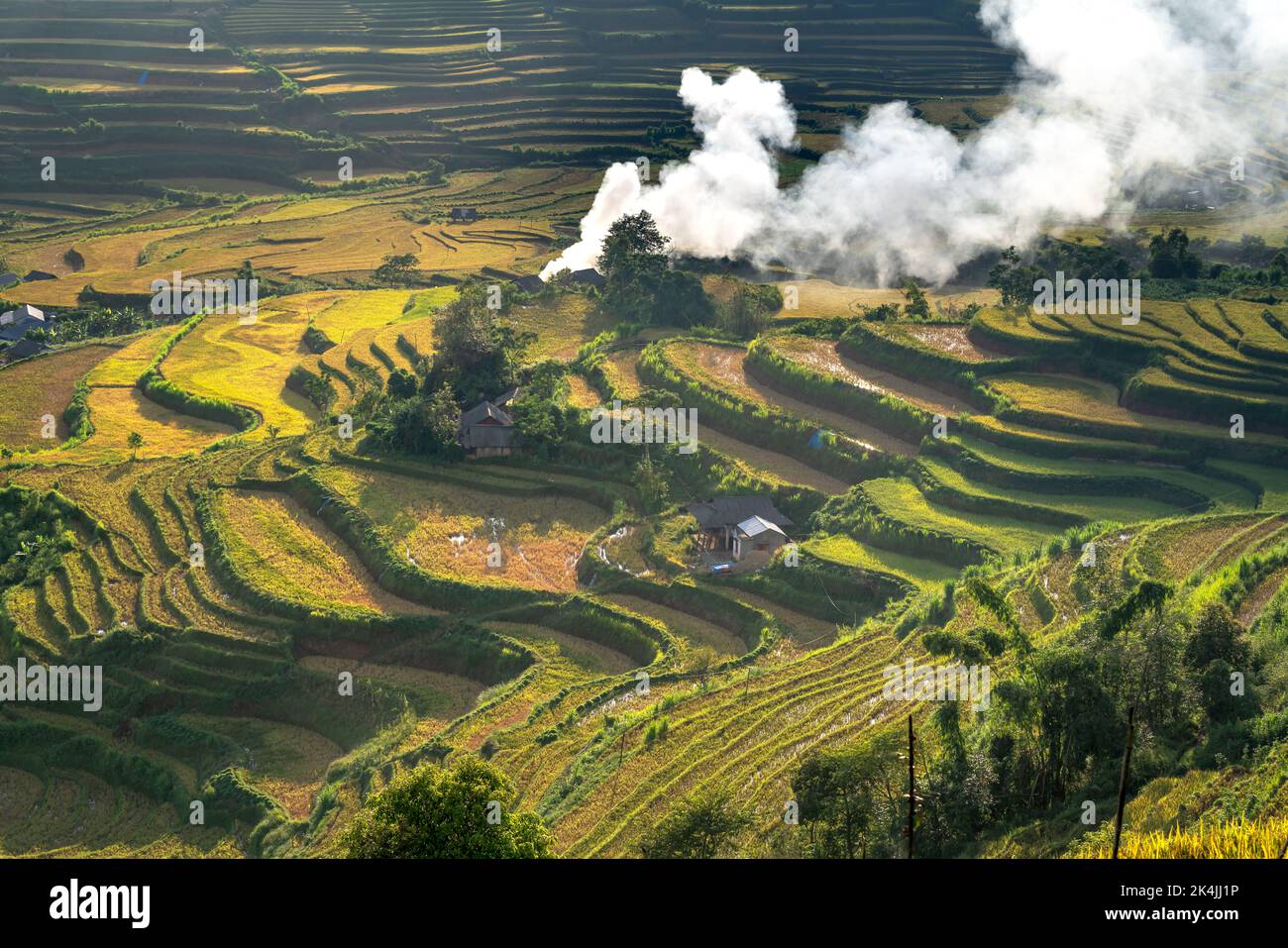 view of terraced fields in Lai Chau province northwest of Vietnam on ...