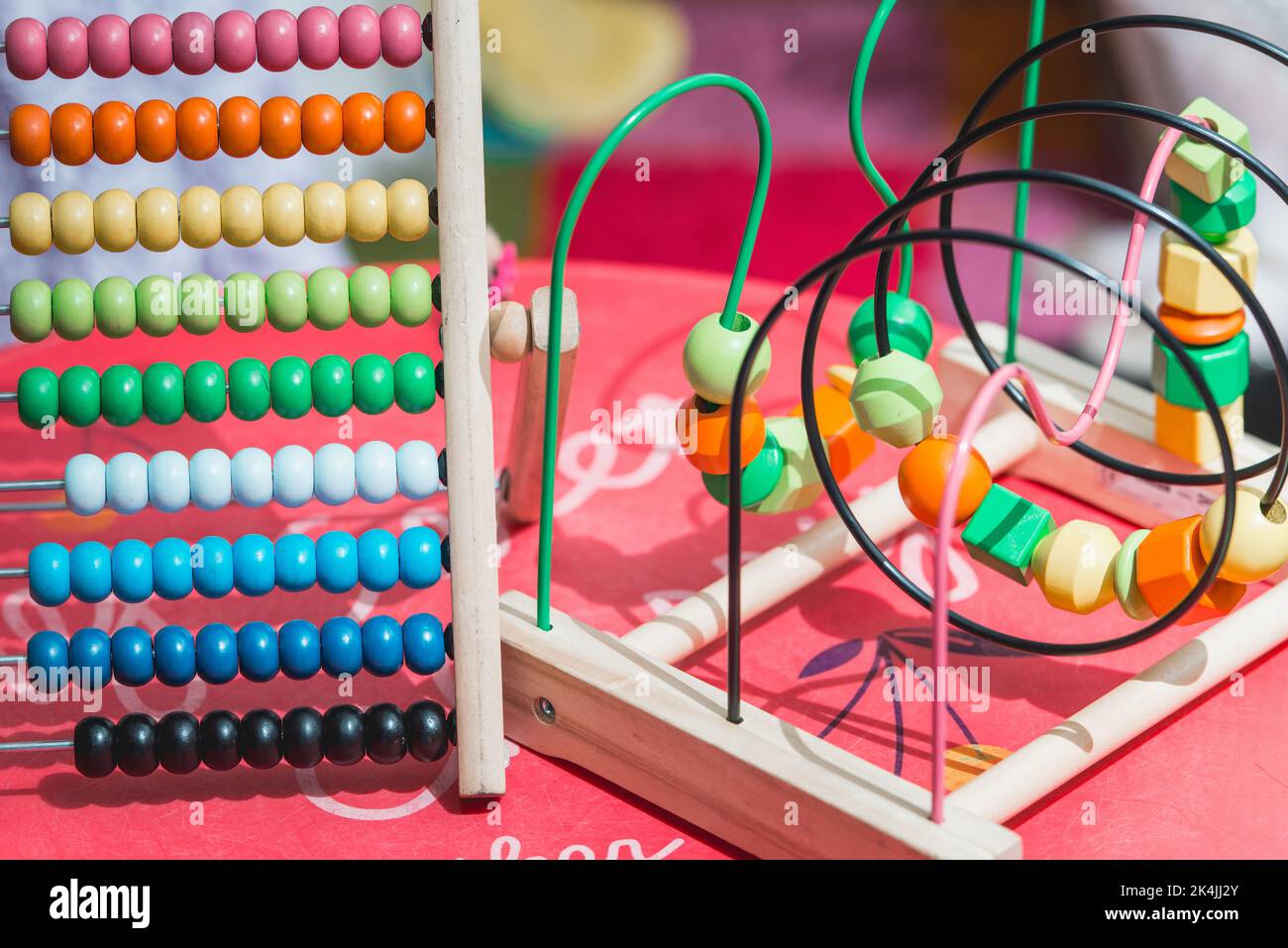 Colourful wooden abacus. Educational concept for kids. Learing to count ...
