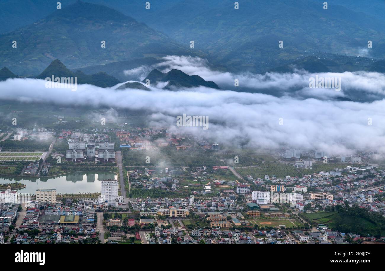 Lai Chau City, Vietnam - September 4, 2022: An early morning panorama ...