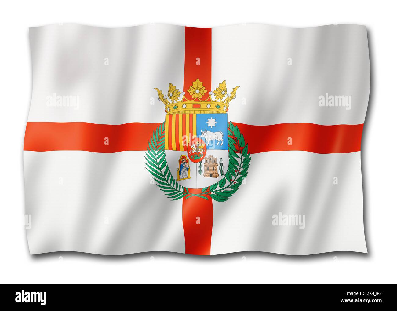 Teruel province flag, Spain waving banner collection. 3D illustration ...