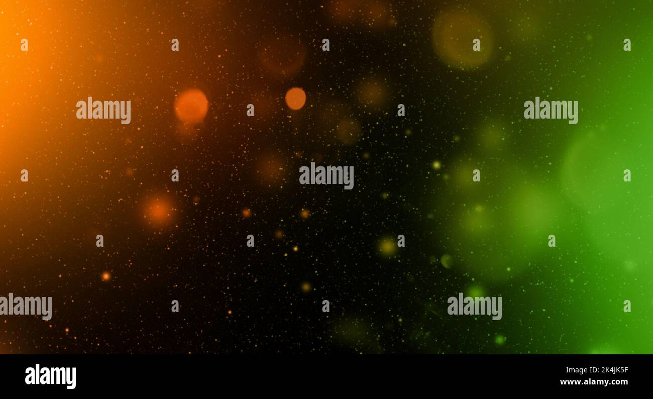 Green and yellow colorful starry sky, horizontal galaxy background ...