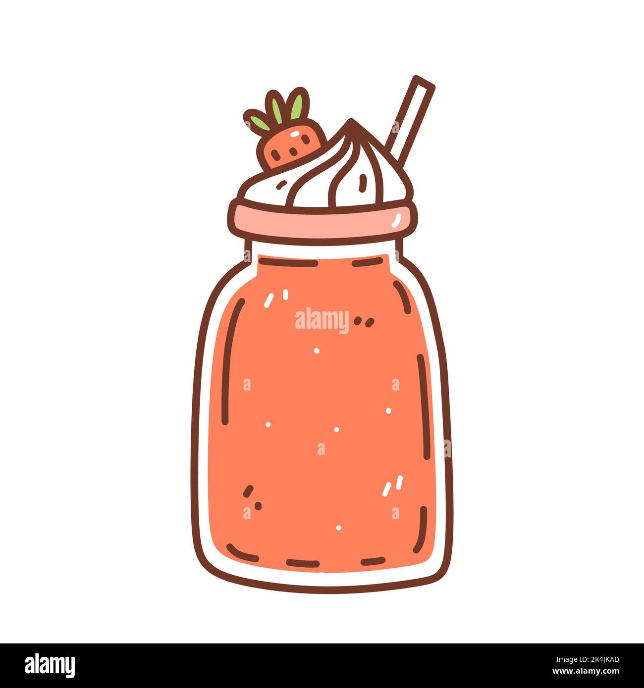 Strawberry milkshake with whipped cream isolated on white background ...