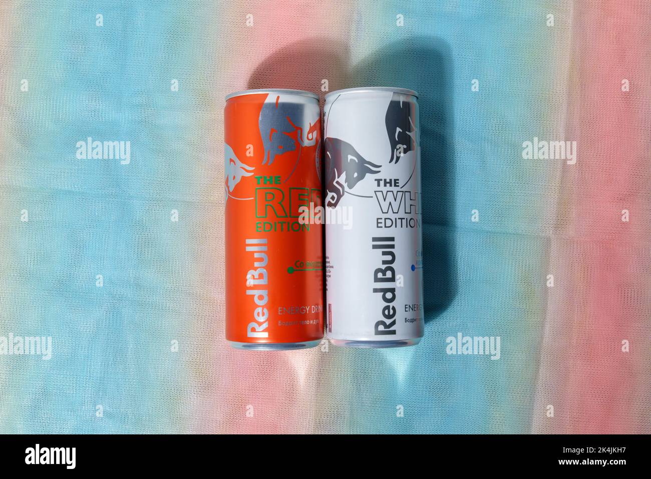 Tyumen, Russia-September 27, 2022: Red Bull red edition and white ...