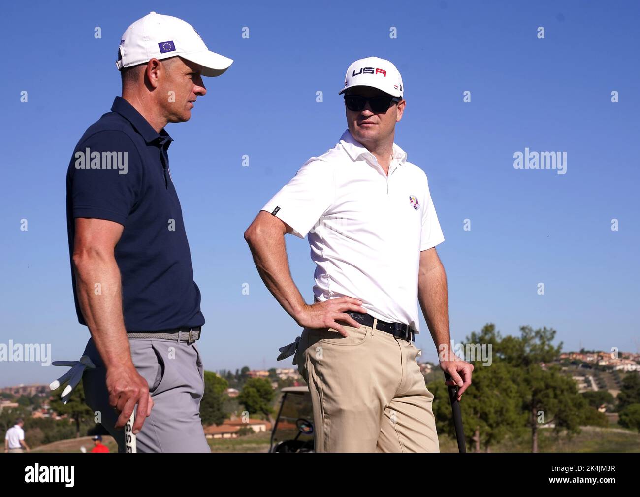 Europe Ryder Cup captain Luke Donald (left) with USA captain Zach ...