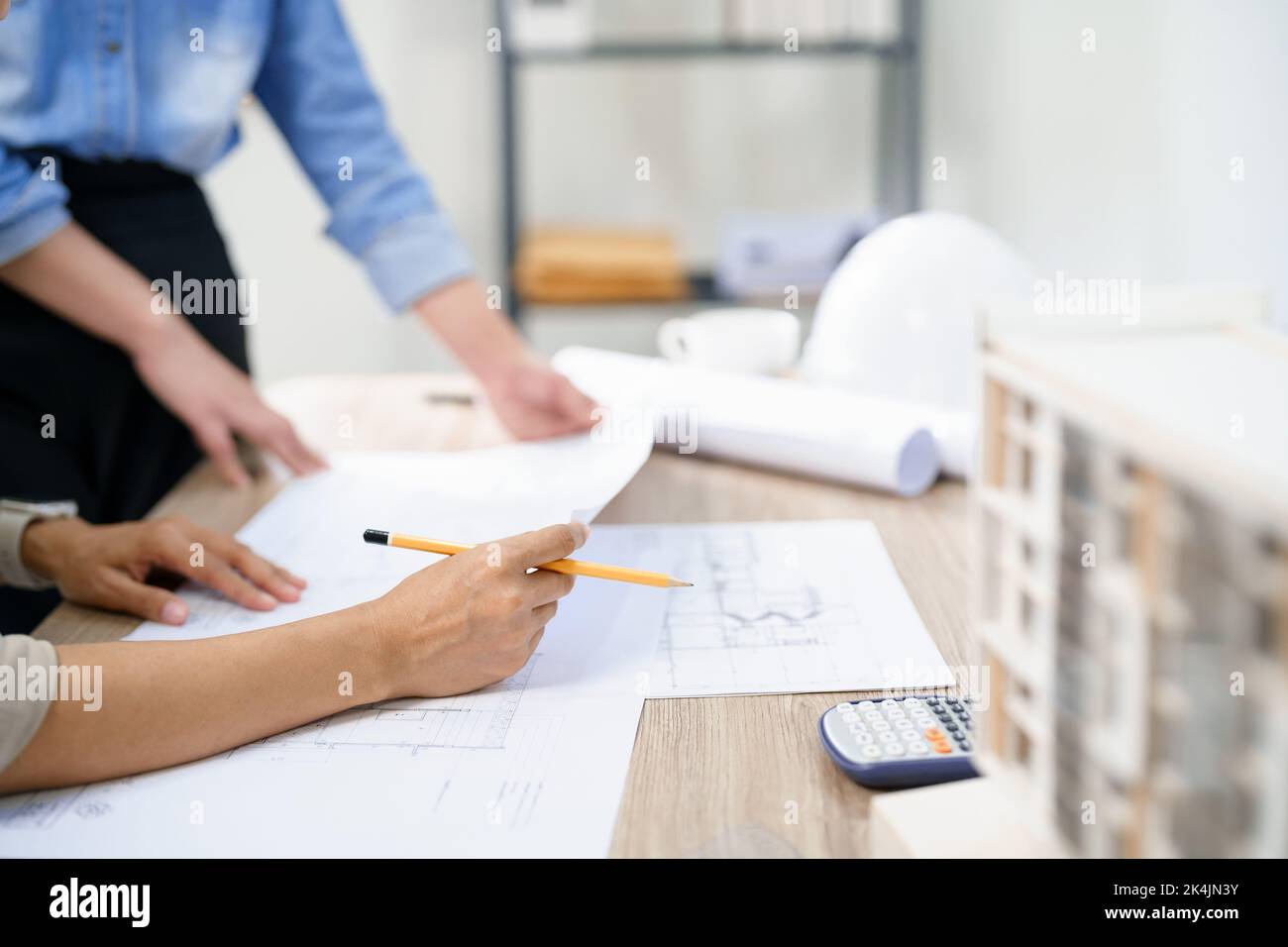 Concept of engineering consulting, Two female engineers brainstorming ...
