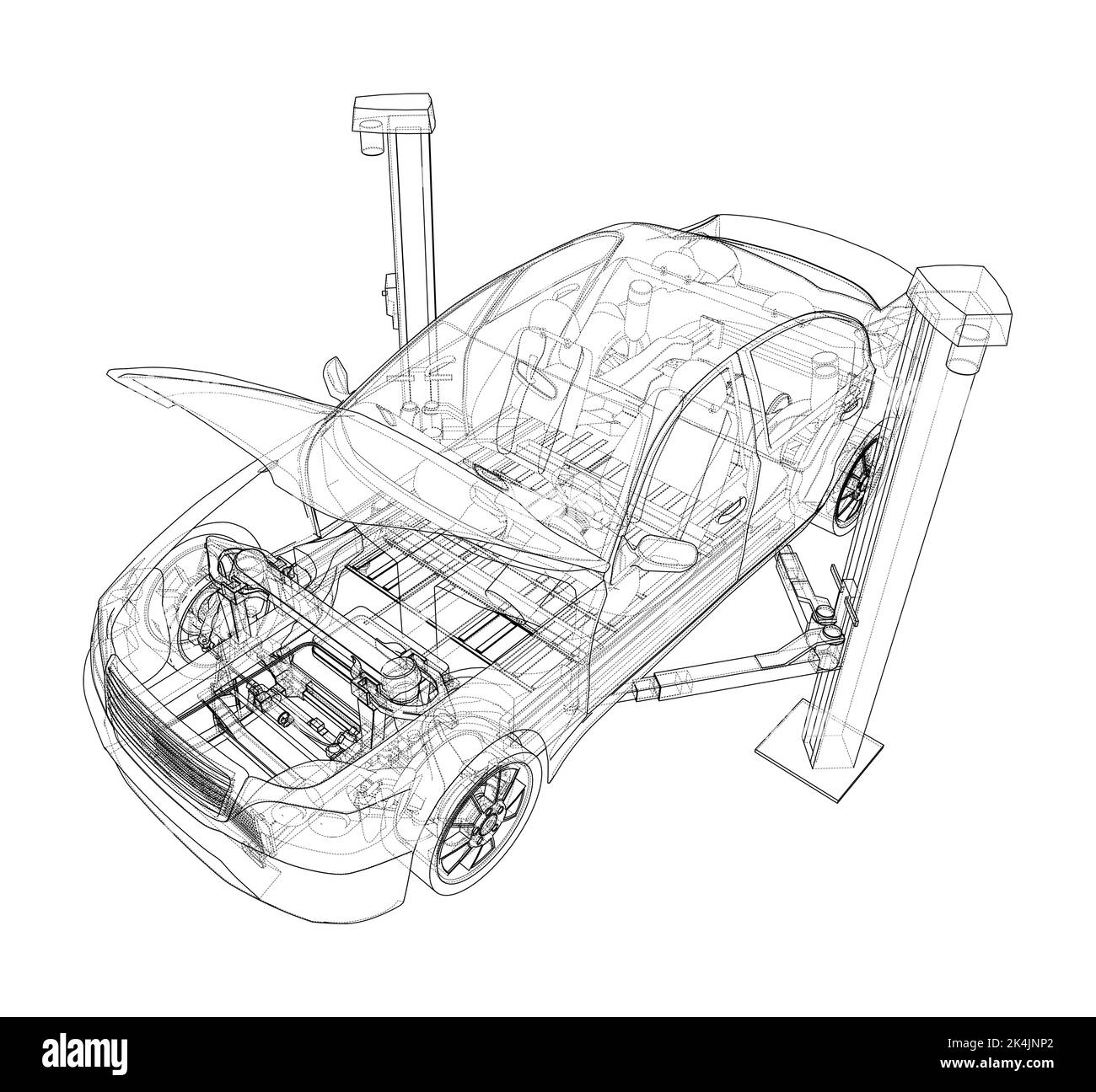 Car lift stand tower with car. Vector Stock Vector Image & Art - Alamy