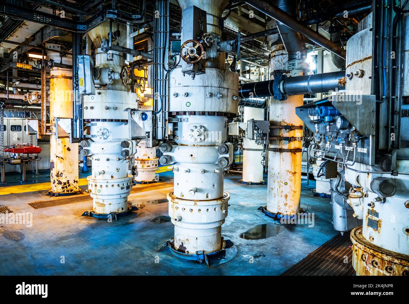 Stavanger 20221001.Technical installation, gas pipes on the Sleipner A ...