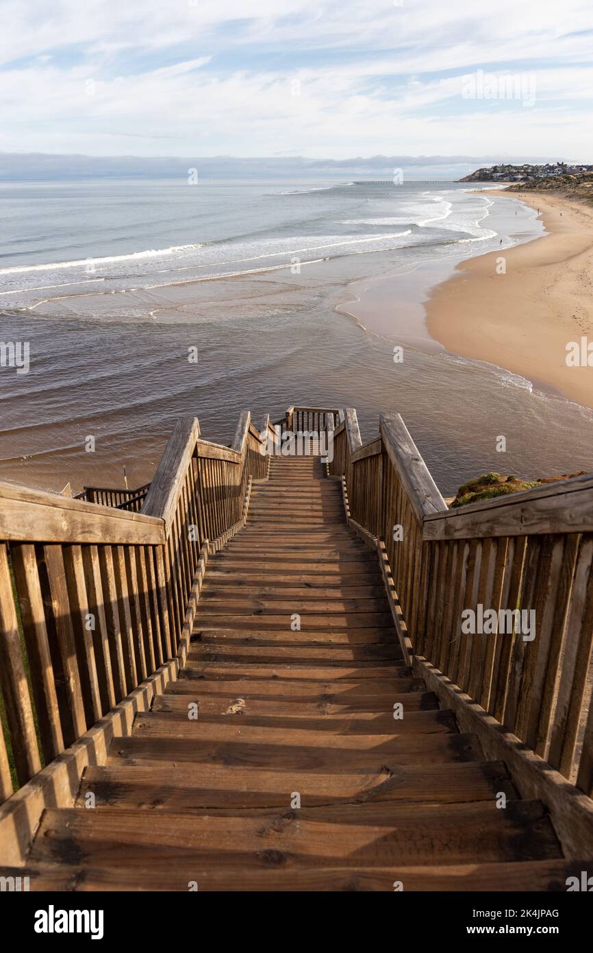 Port Noarlunga beach and the iconic southport stairs in Port Noarlunga ...