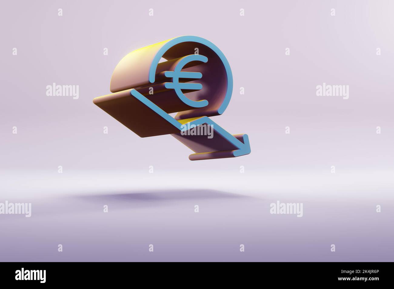 Beautiful illustration Blue EURO Price arrow Down symbol icons on a ...