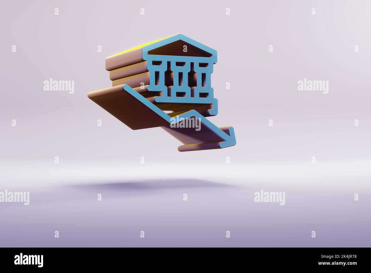 Beautiful illustration Blue Bank arrow Down symbol icons on a bright ...