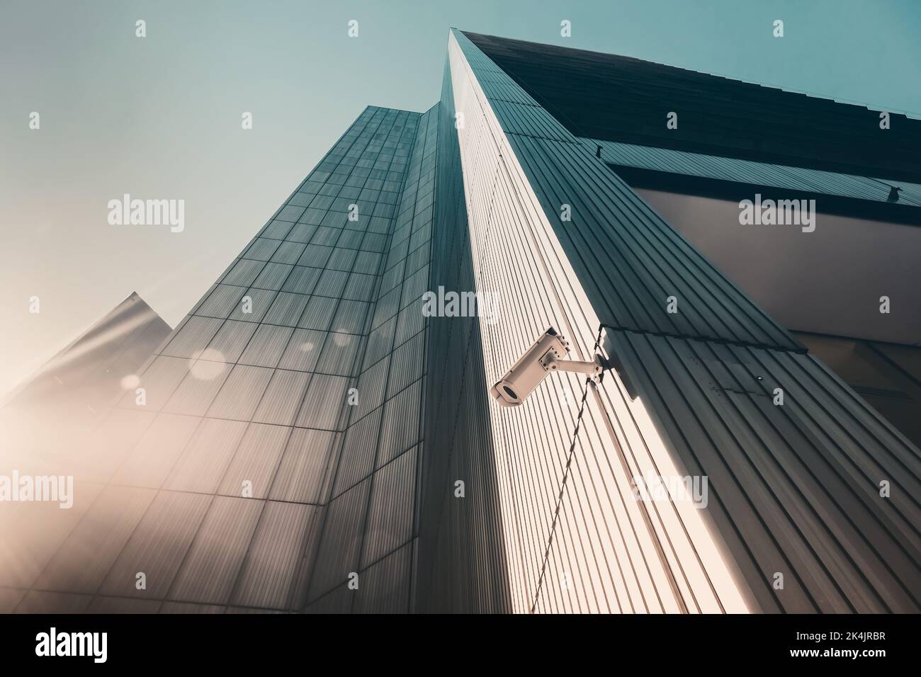 Outdoor street CCTV Security camera installed on the building wall in ...