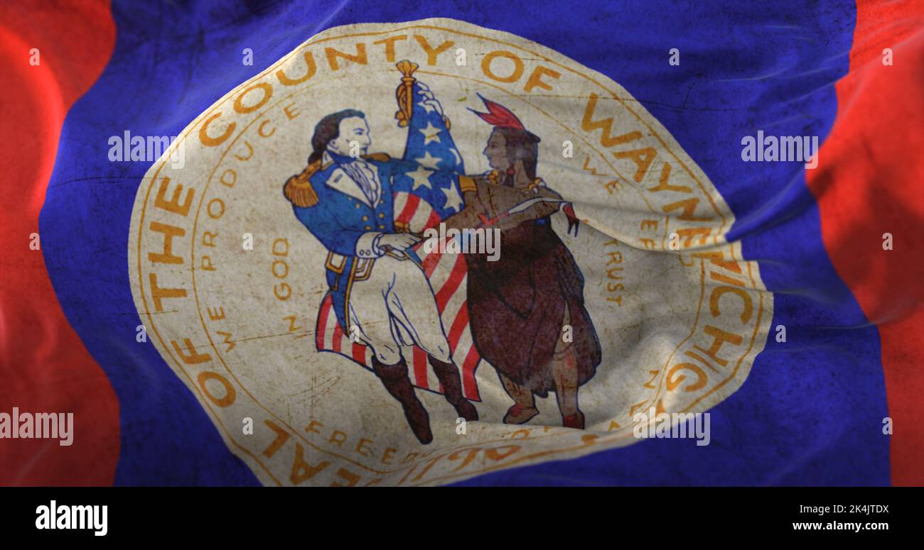 Wayne county old flag, state of Michigan, United States of America ...
