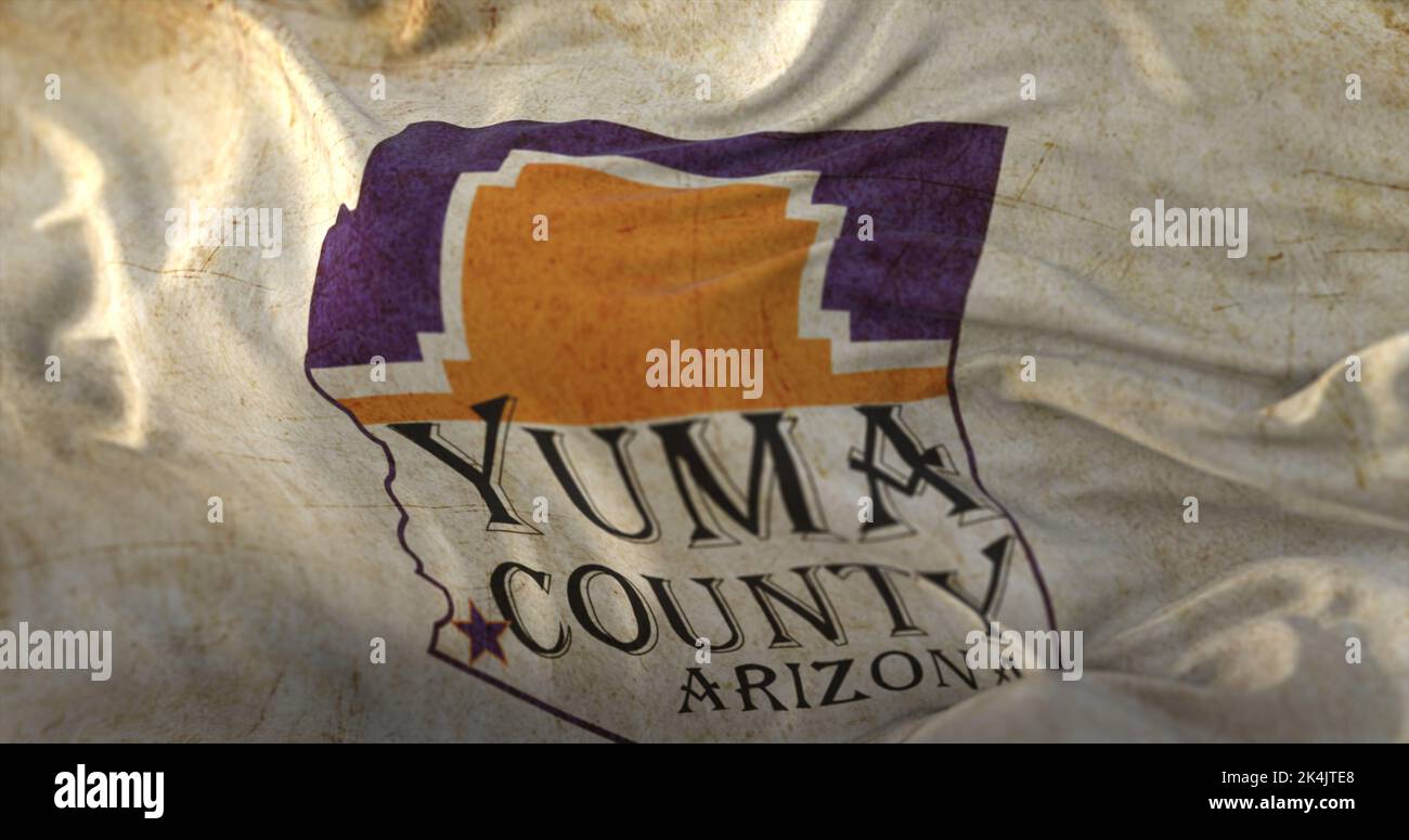 Old flag of Yuma county at sunset, state of Arizona, in United States ...