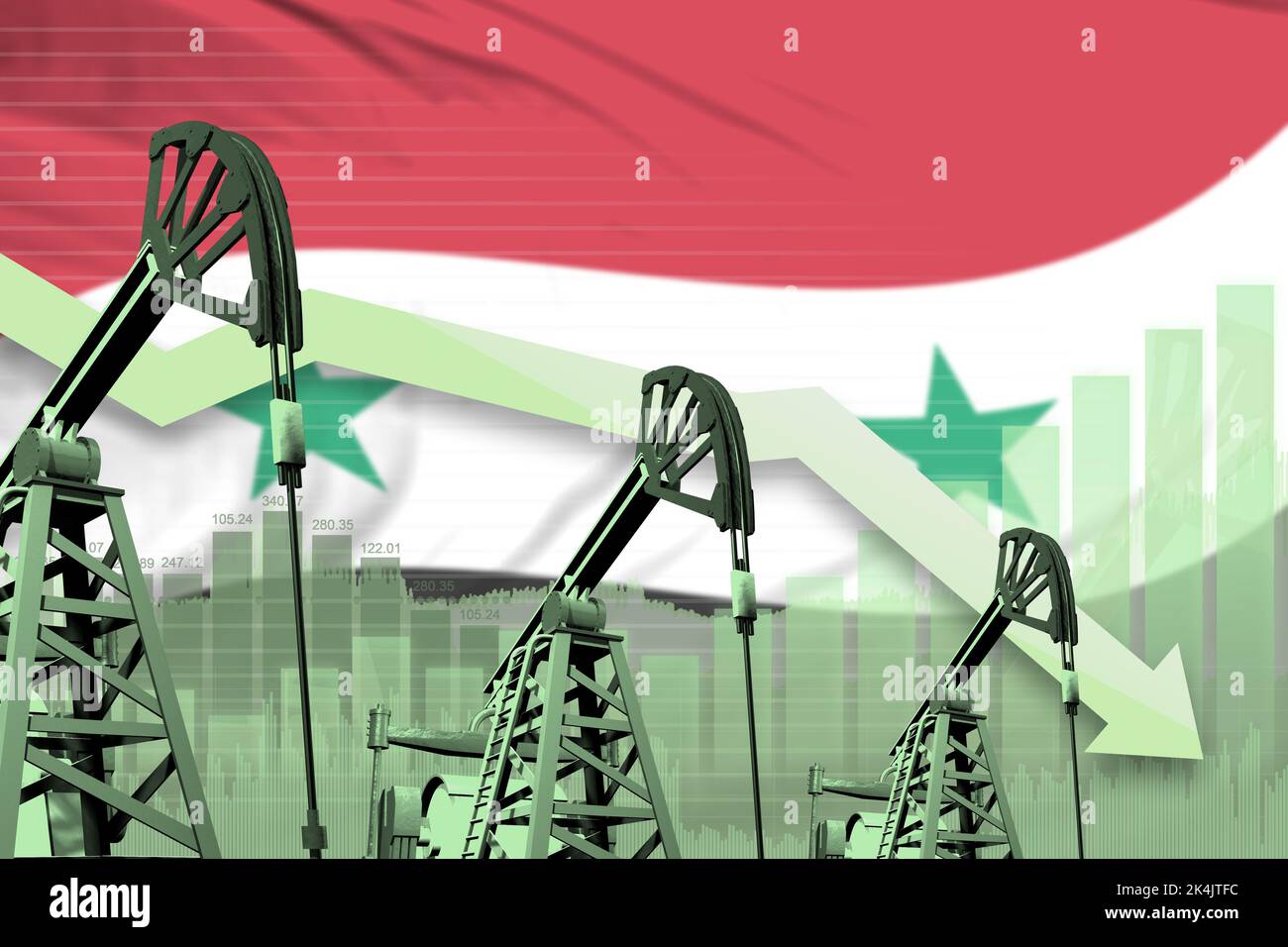 Syrian Arab Republic oil industry concept, industrial illustration ...