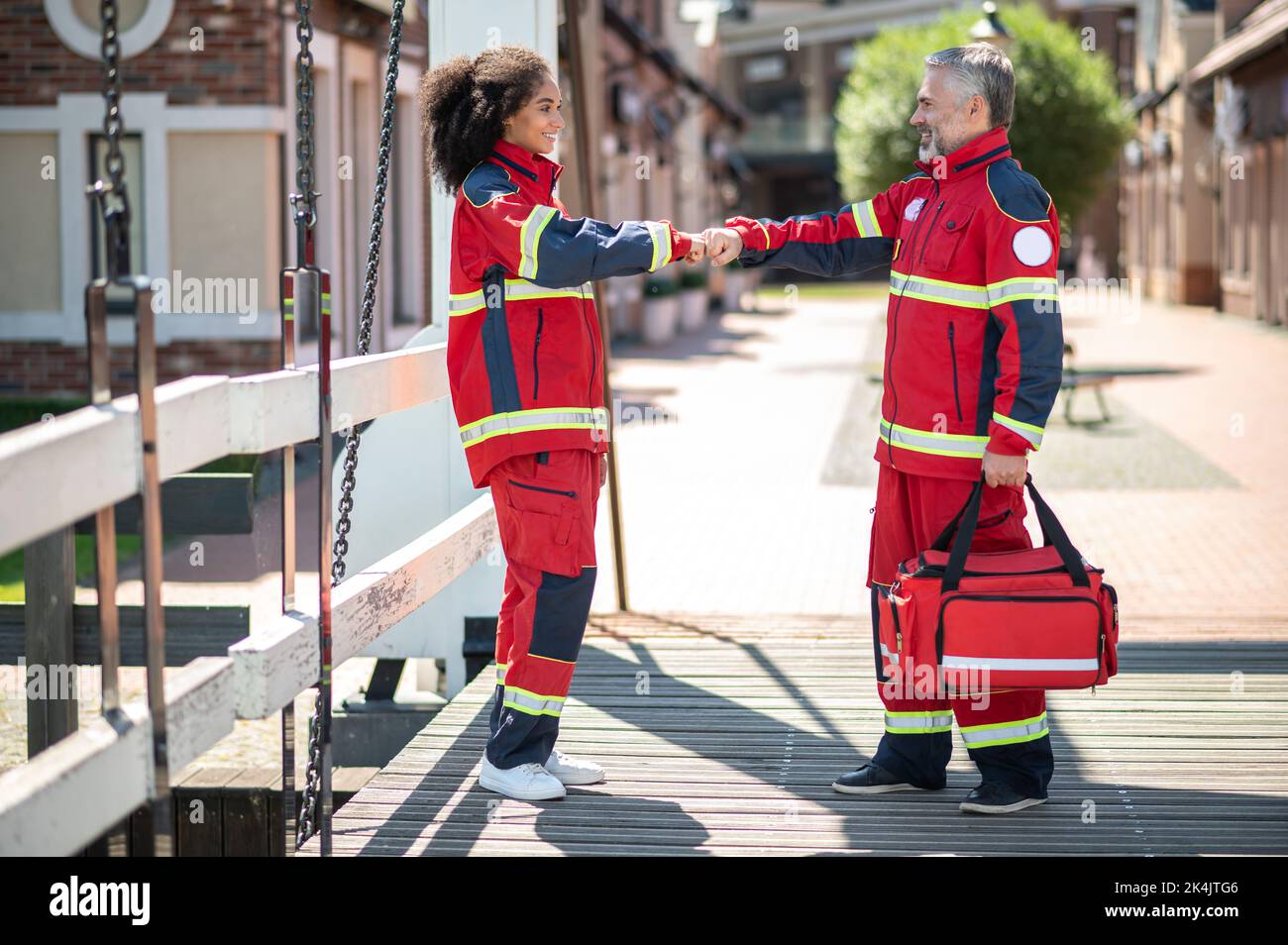 Greeting one another hi-res stock photography and images - Alamy