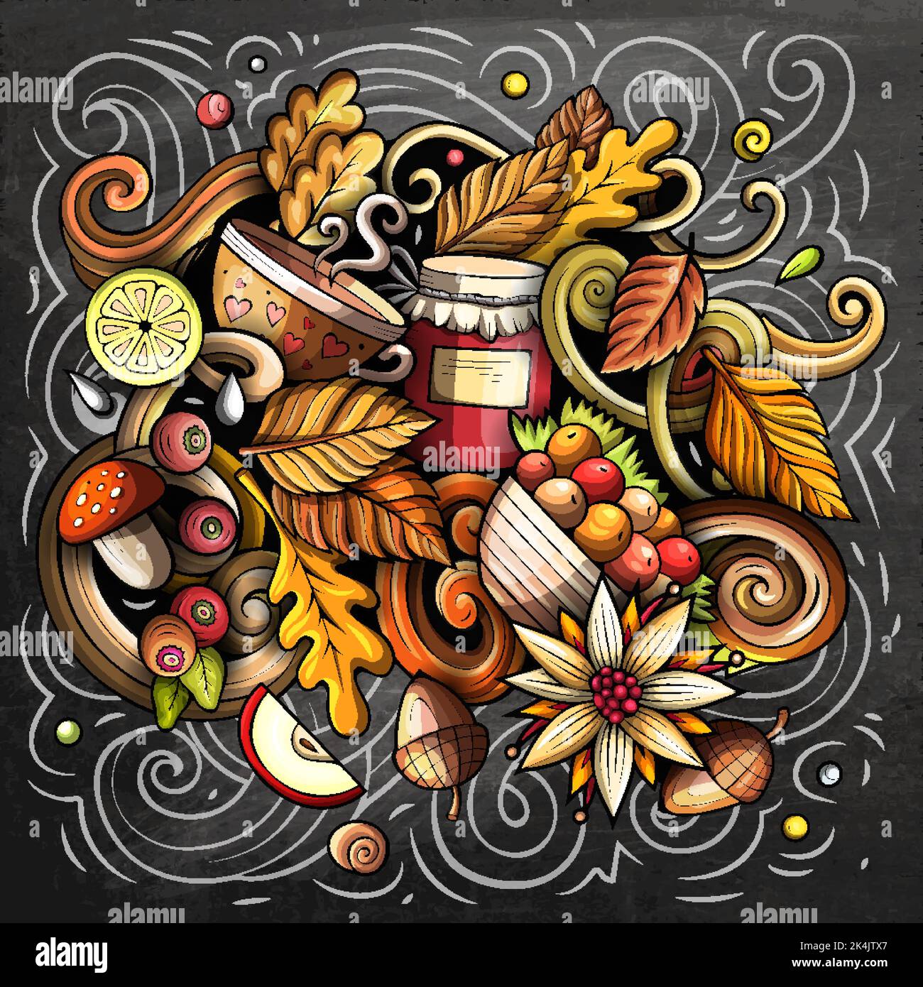 Autumn cartoon vector doodles illustration Stock Vector Image & Art - Alamy