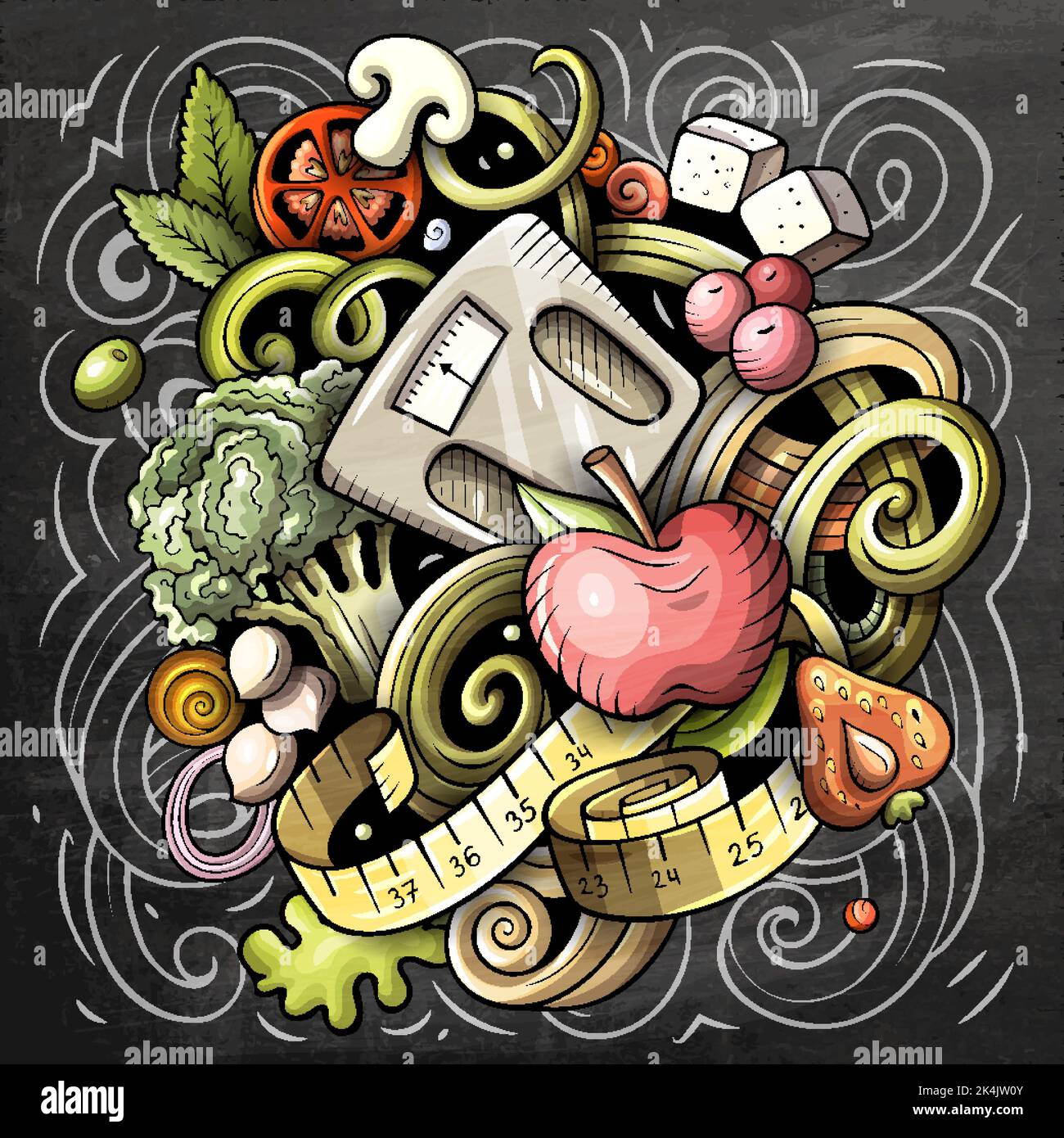 Cartoon vector doodles Diet food illustration Stock Vector Image & Art ...