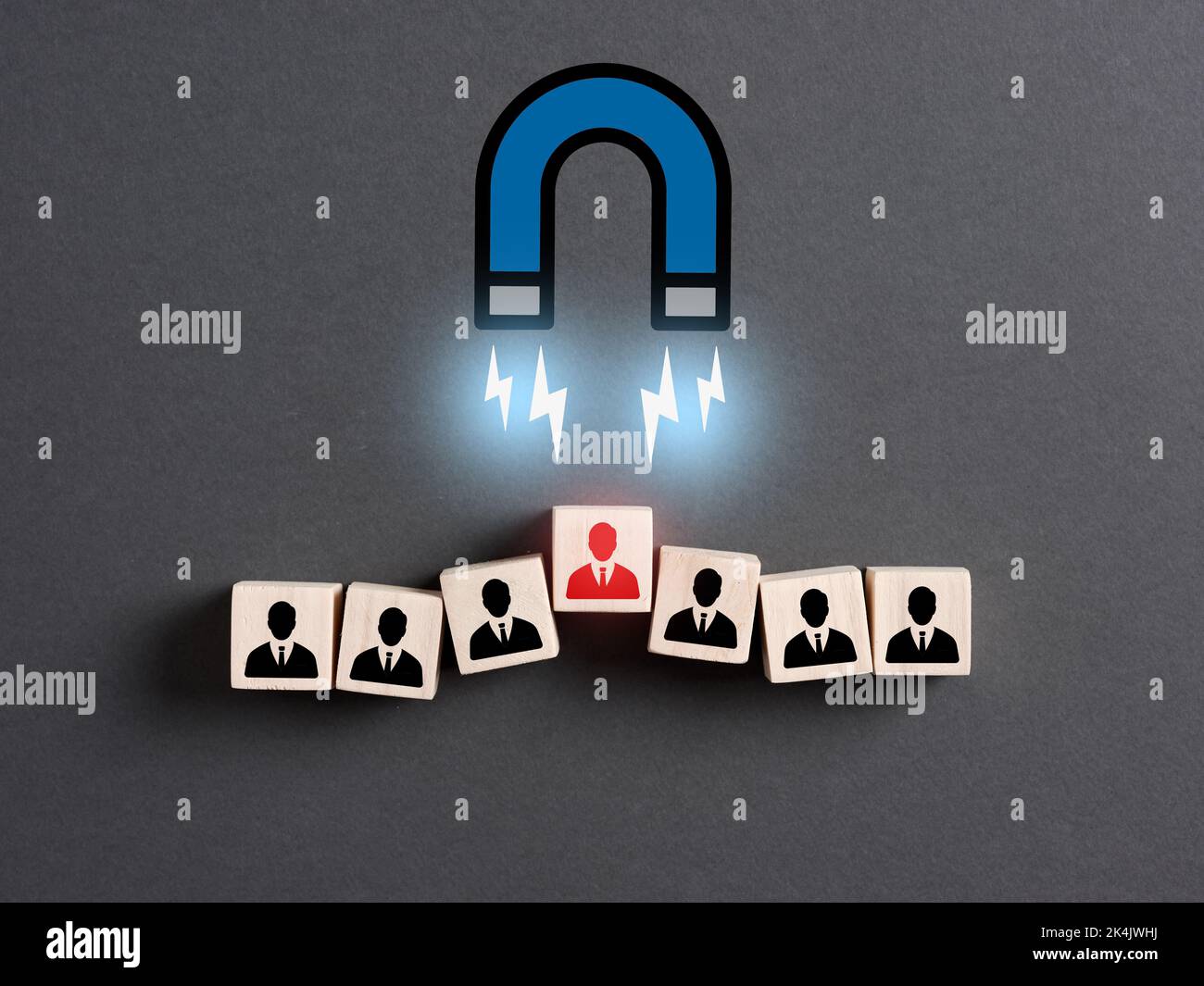 Magnet selects one candidate from the row of employees. Finding the ...