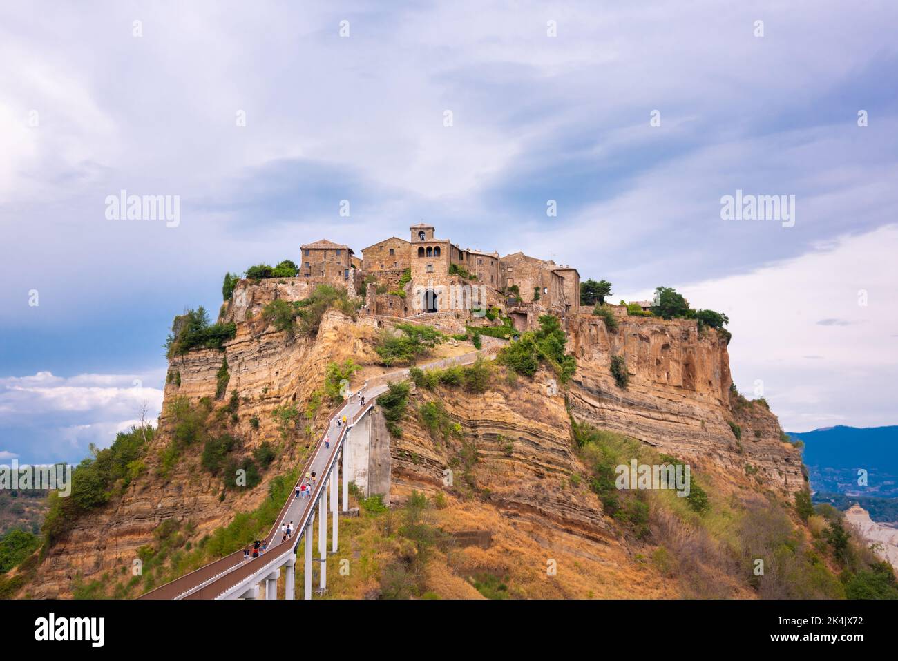 Ancient town of Bagnoregio. Old village on hill with a bridge Stock ...