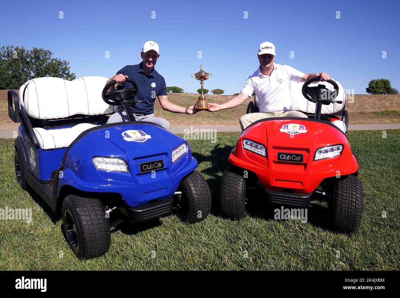 Europe Ryder Cup captain Luke Donald (left) with USA captain Zach ...