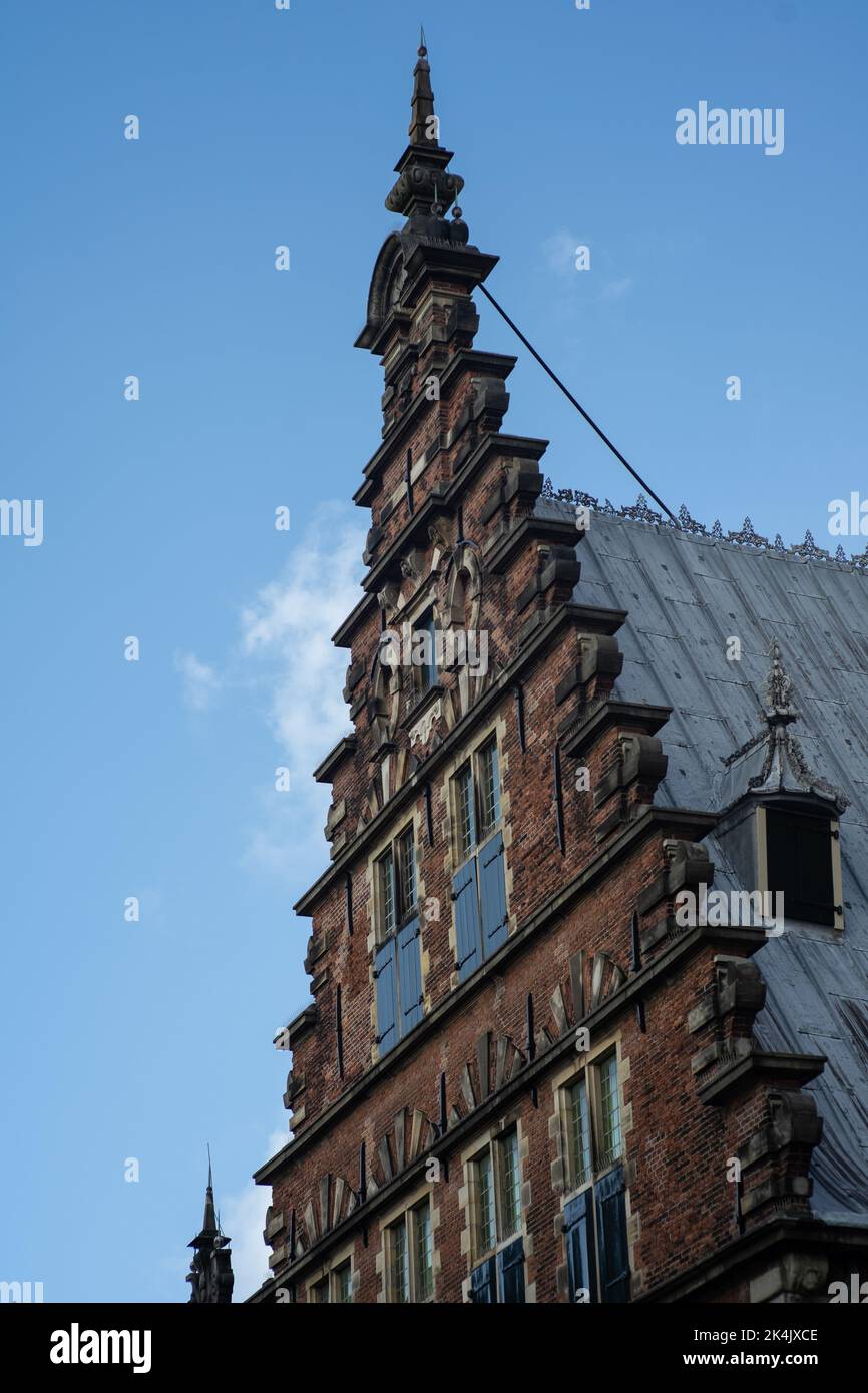 Stepped gable, Old buildings, architecture in the Dutch city of Haarlem ...