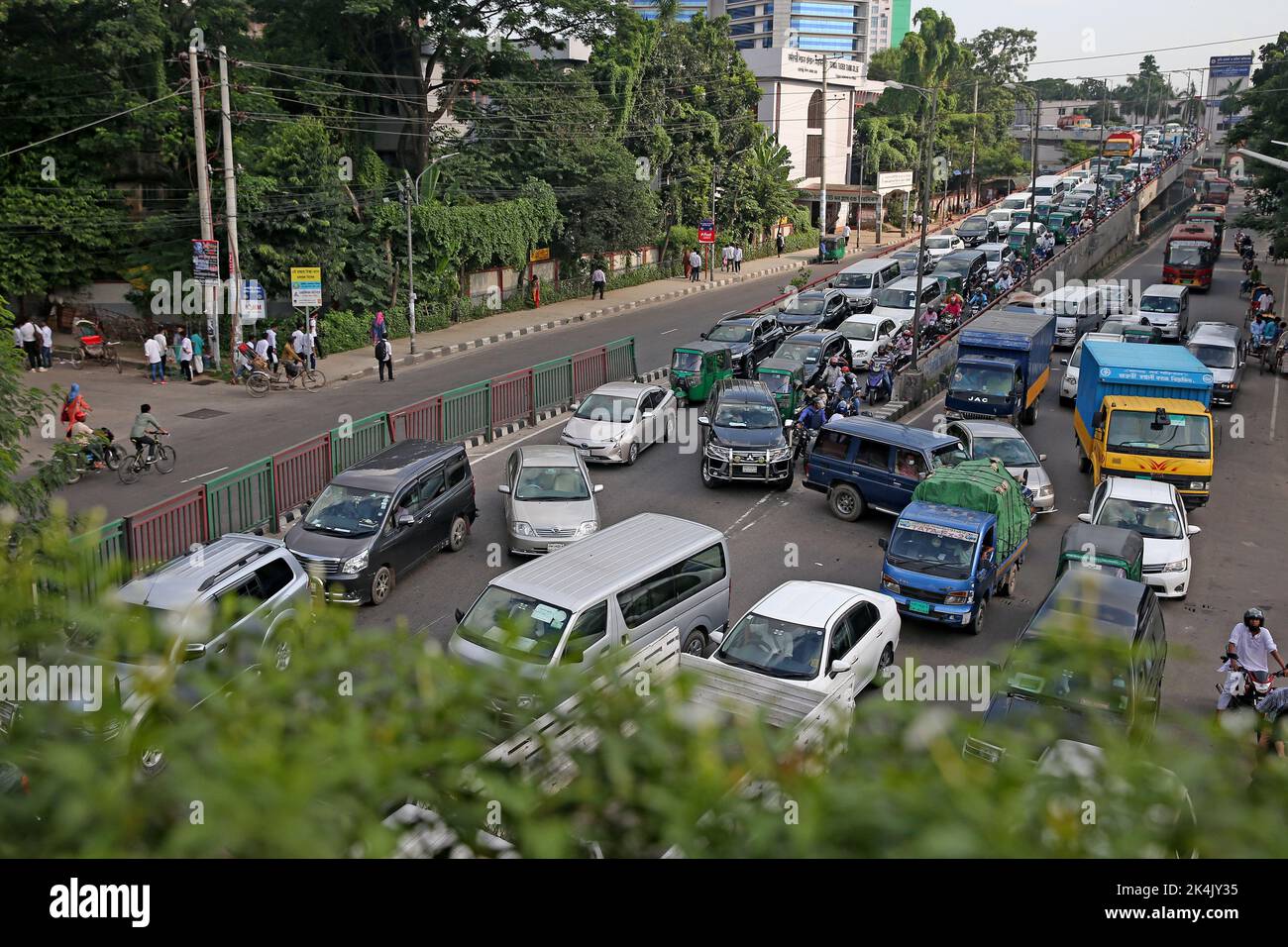 A long queue of vehicles was seen standing in the Tejgaon industrial ...