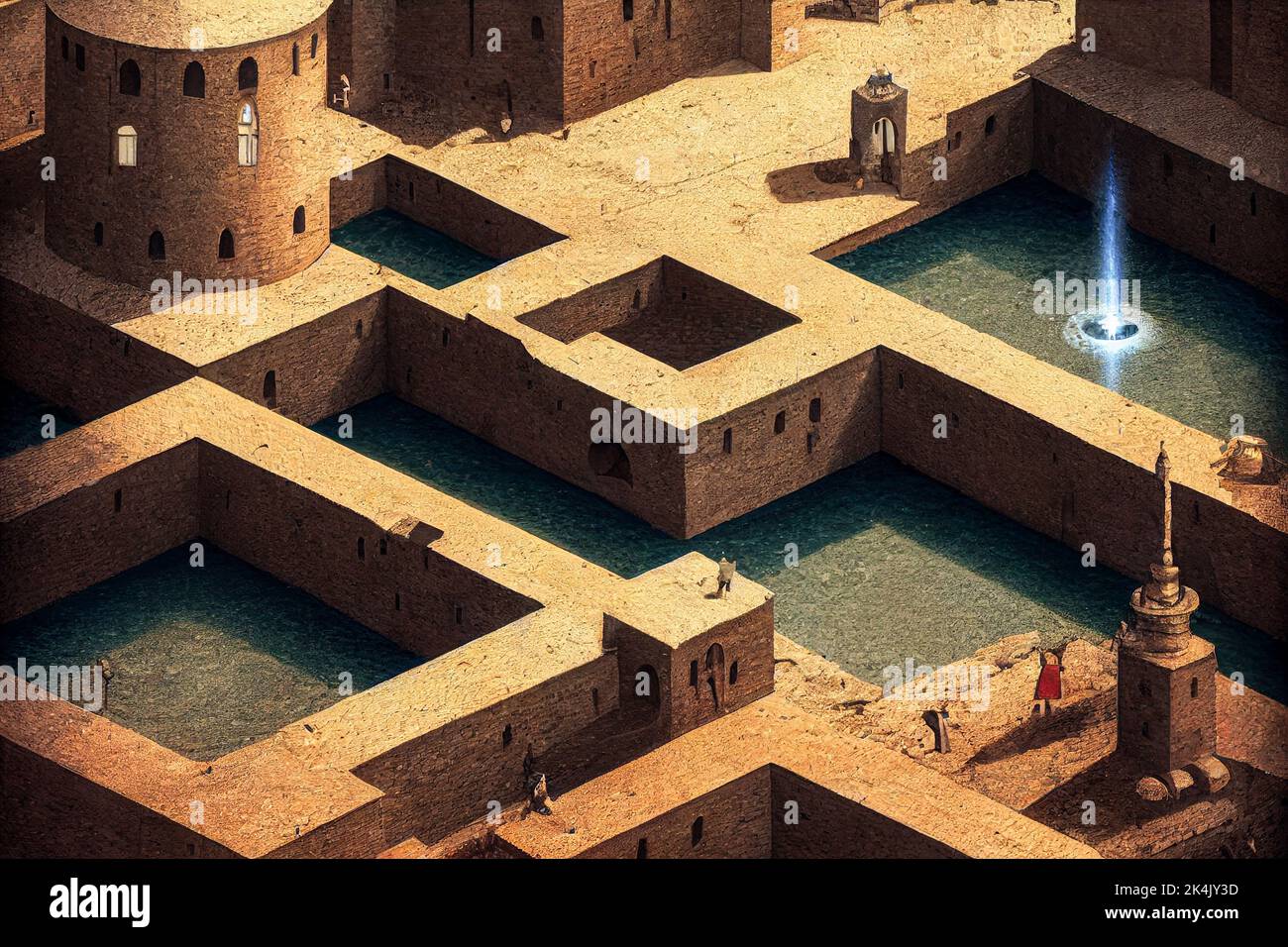 A 3D rendering of medieval stony labyrinth castle Stock Photo - Alamy