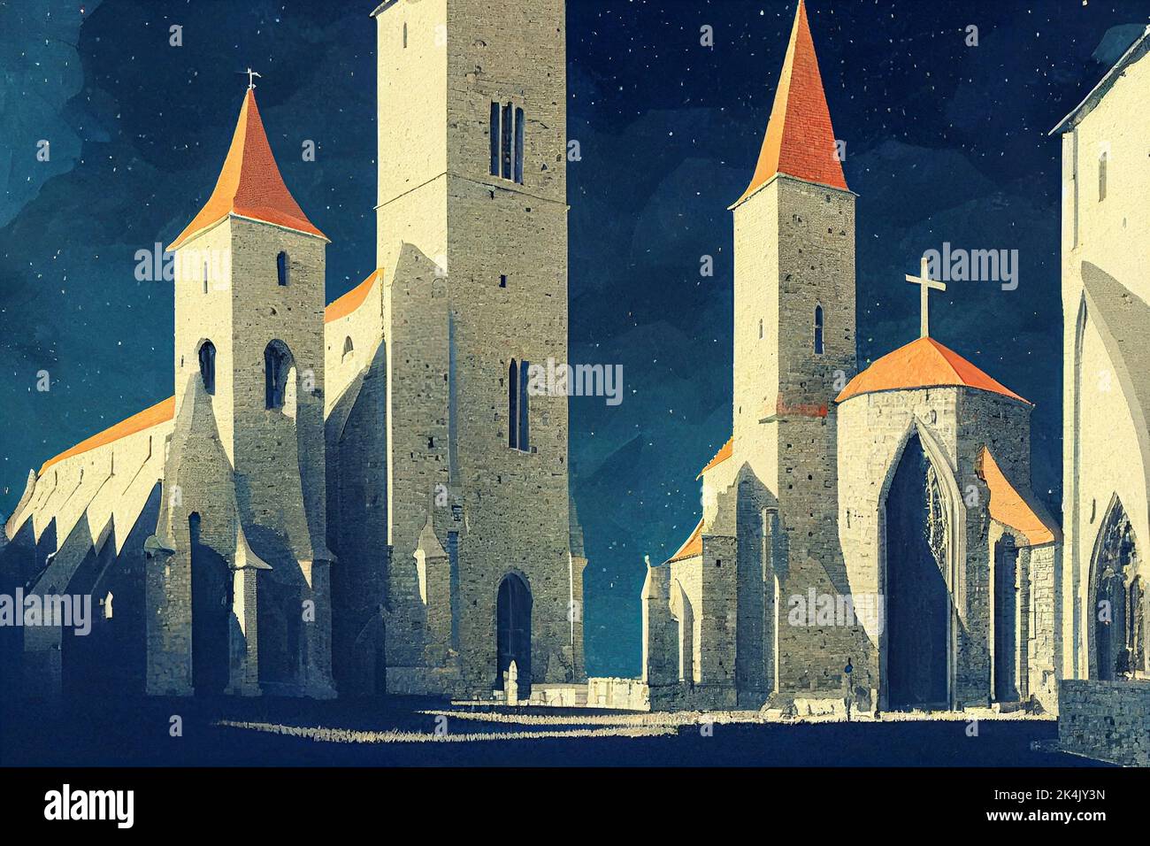 A 3D rendering of medieval church building facade Stock Photo - Alamy