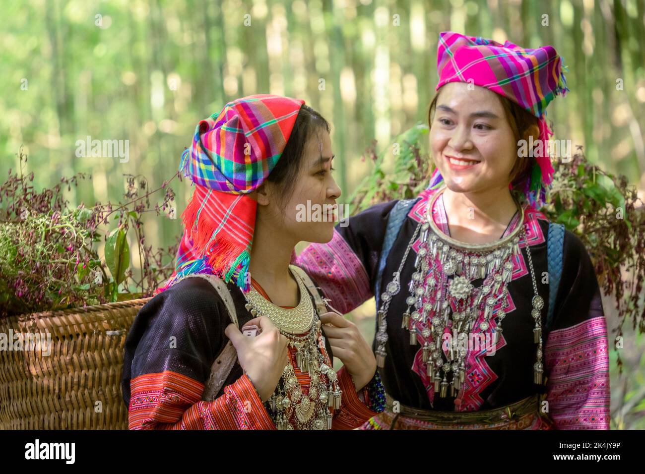 People H'mong ethnic minority with colorful costume dress walking in ...