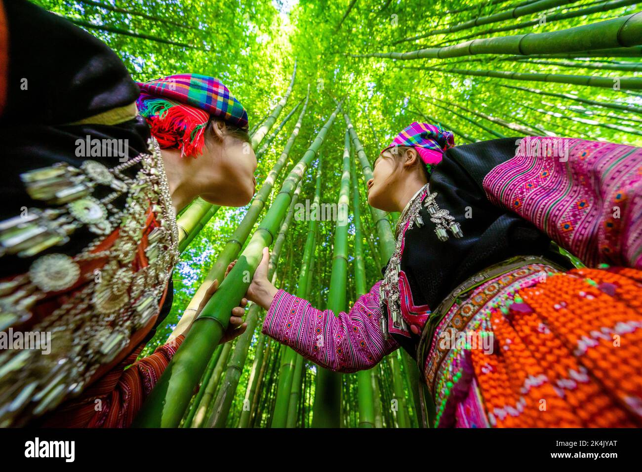People H'mong ethnic minority with colorful costume dress walking in ...