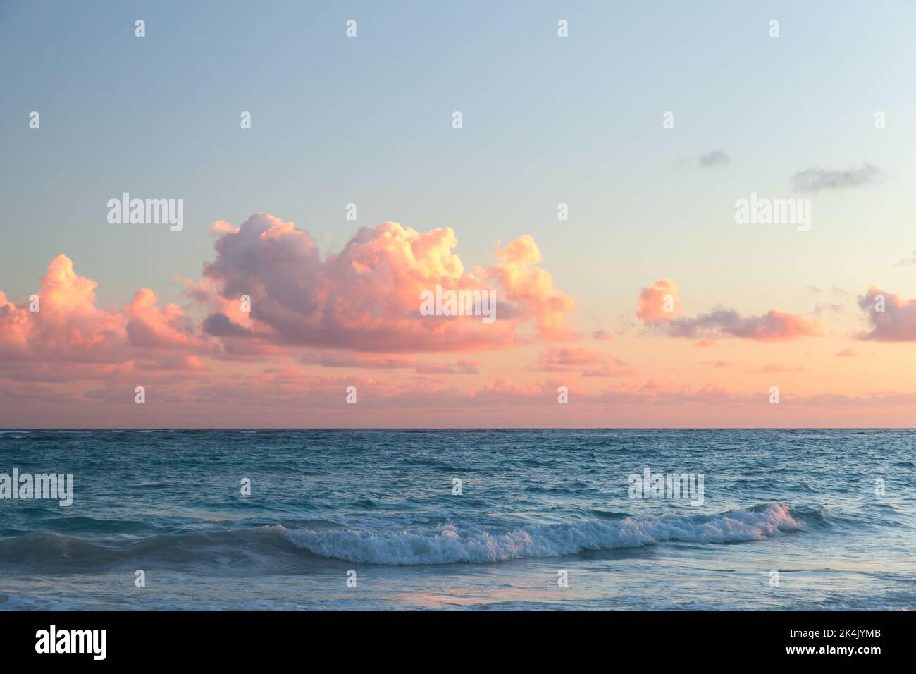 Colorful sky over Atlantic Ocean on a sunset, Bavaro beach, Dominican ...