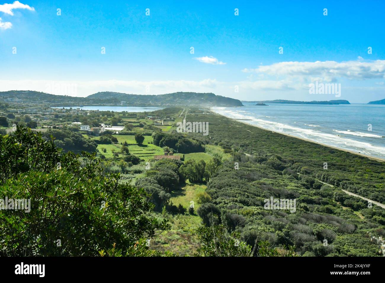 View of the panorama from the archaeological park of Cuma near Naples ...