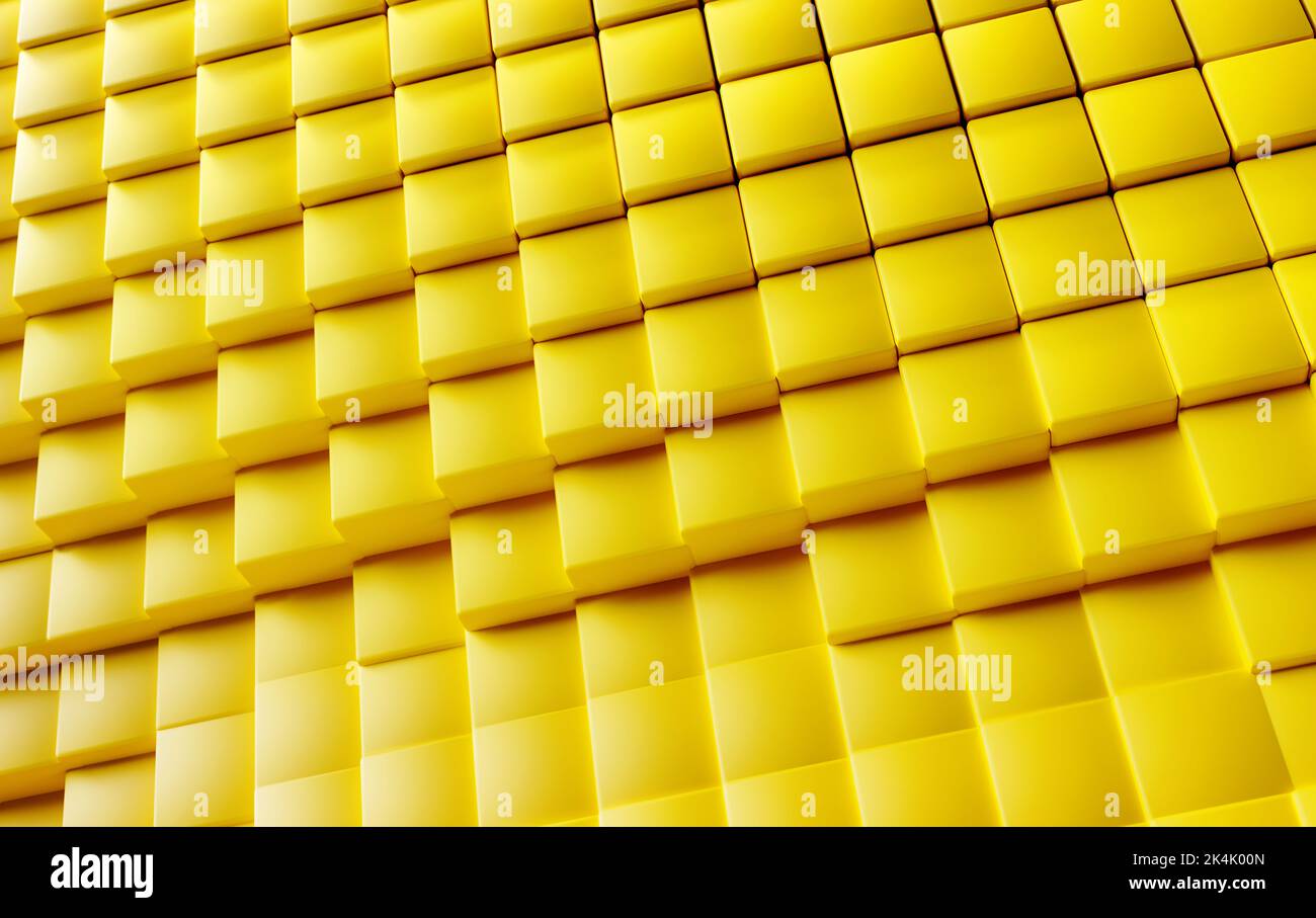 Abstract geometric ordered yellow cubes background as 3D-Illustration ...