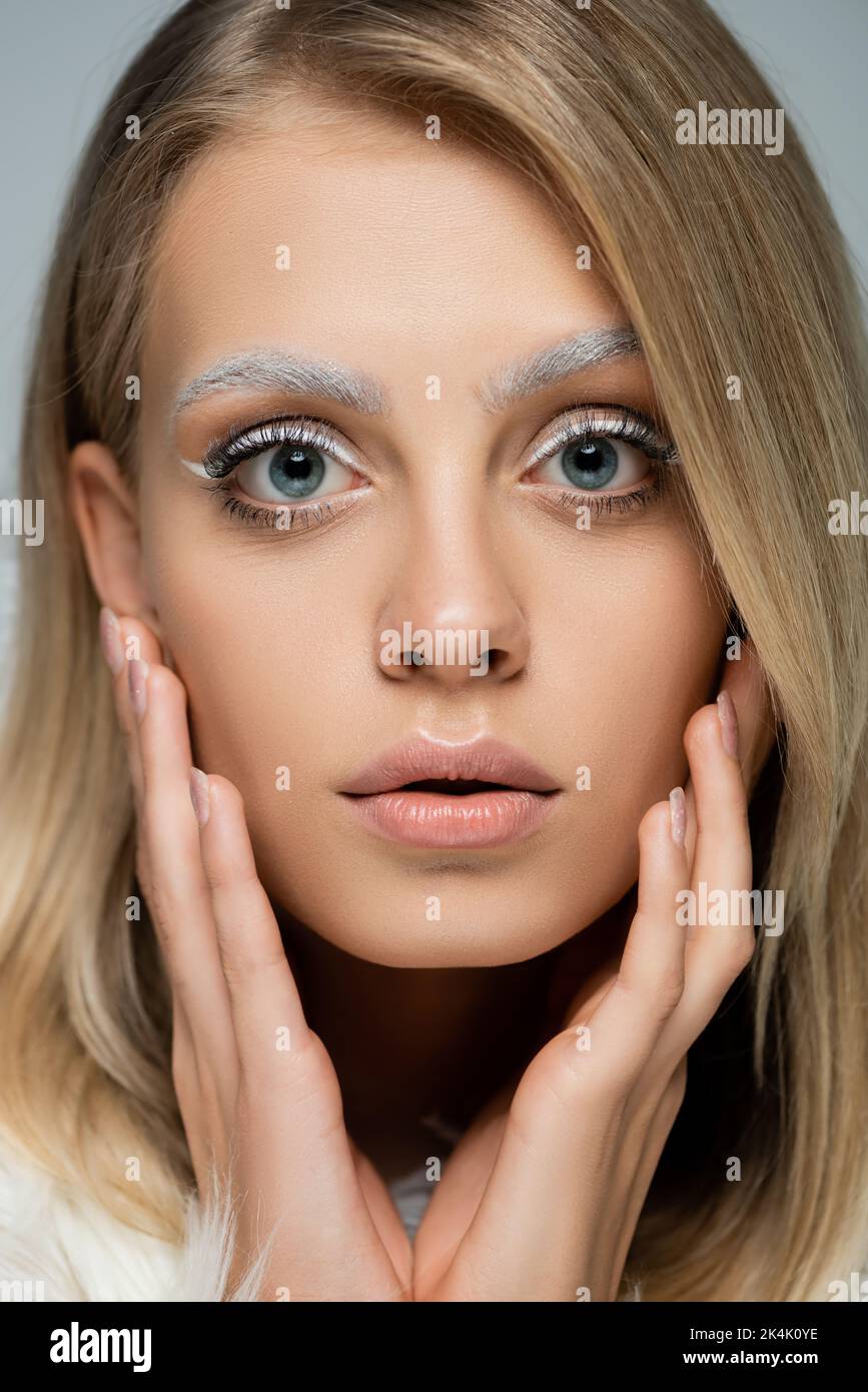 Face makeup model eyebrows close hi-res stock photography and images ...