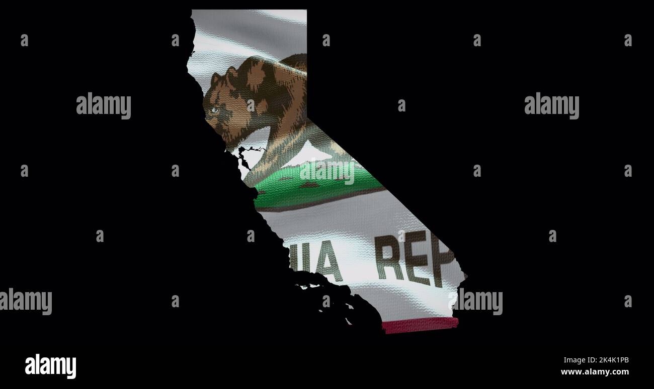 California state map with waving flag. Alpha channel background Stock ...