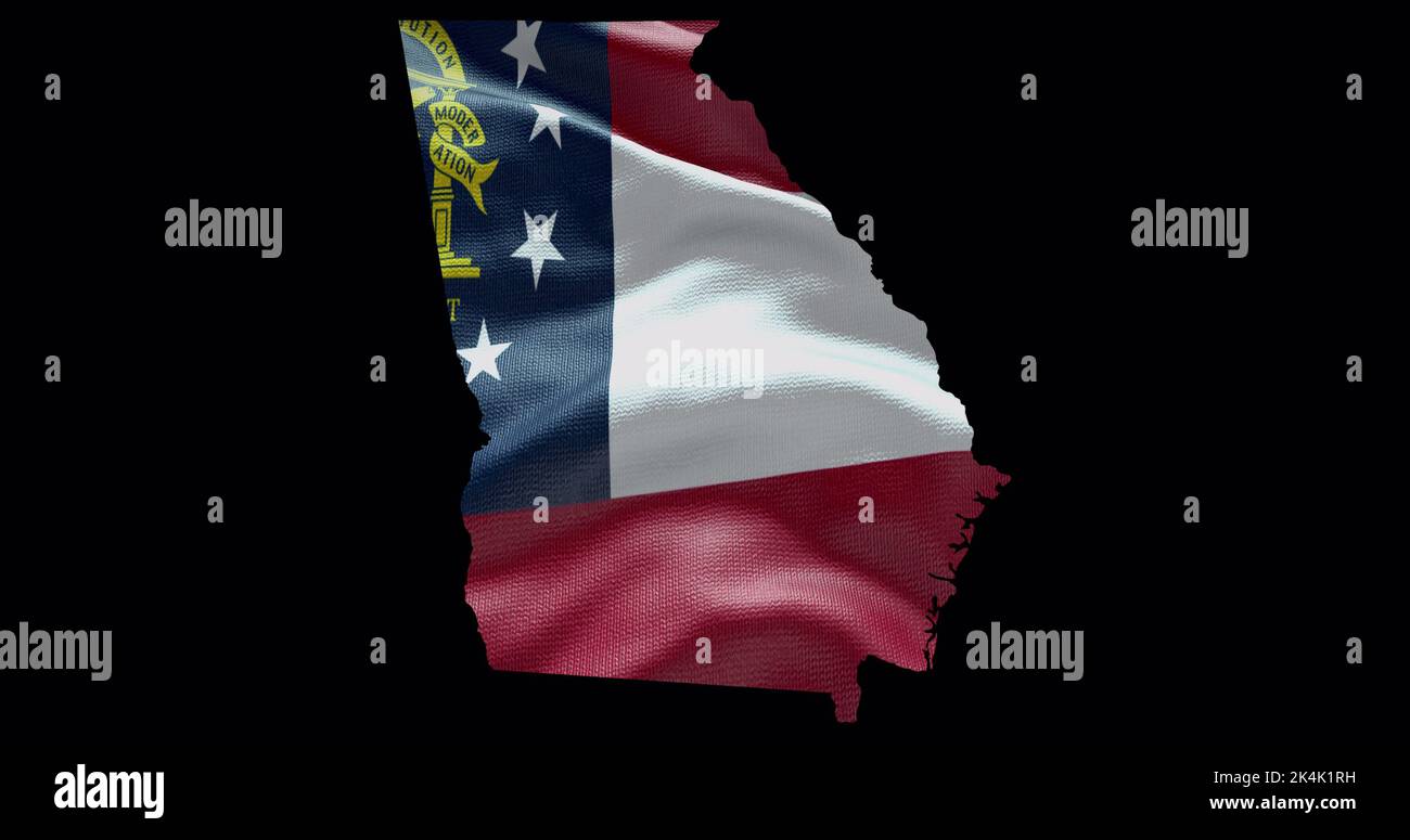 Georgia state map with waving flag. Alpha channel background Stock ...