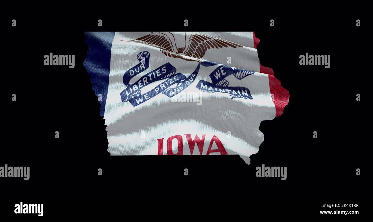 Iowa state map with waving flag. Alpha channel background Stock Photo ...