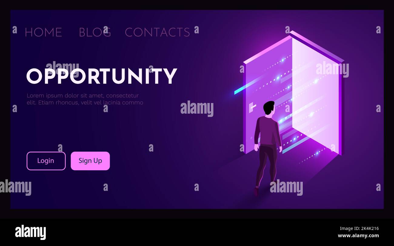 Man walks through an open door. The concept of new opportunities ...